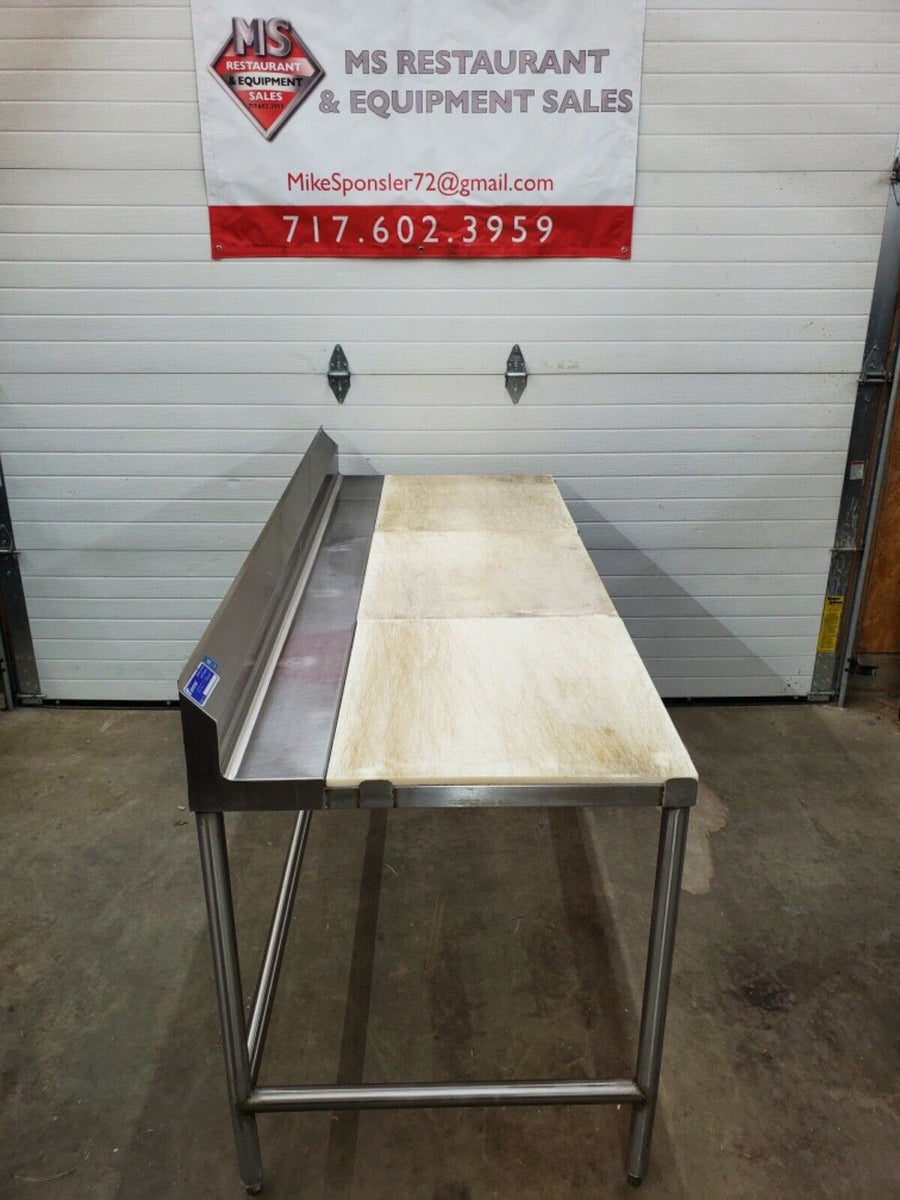 Poly Work Top Table 3 Section 72x30 w/ 6” Backsplash “NSF” SS Frame ...