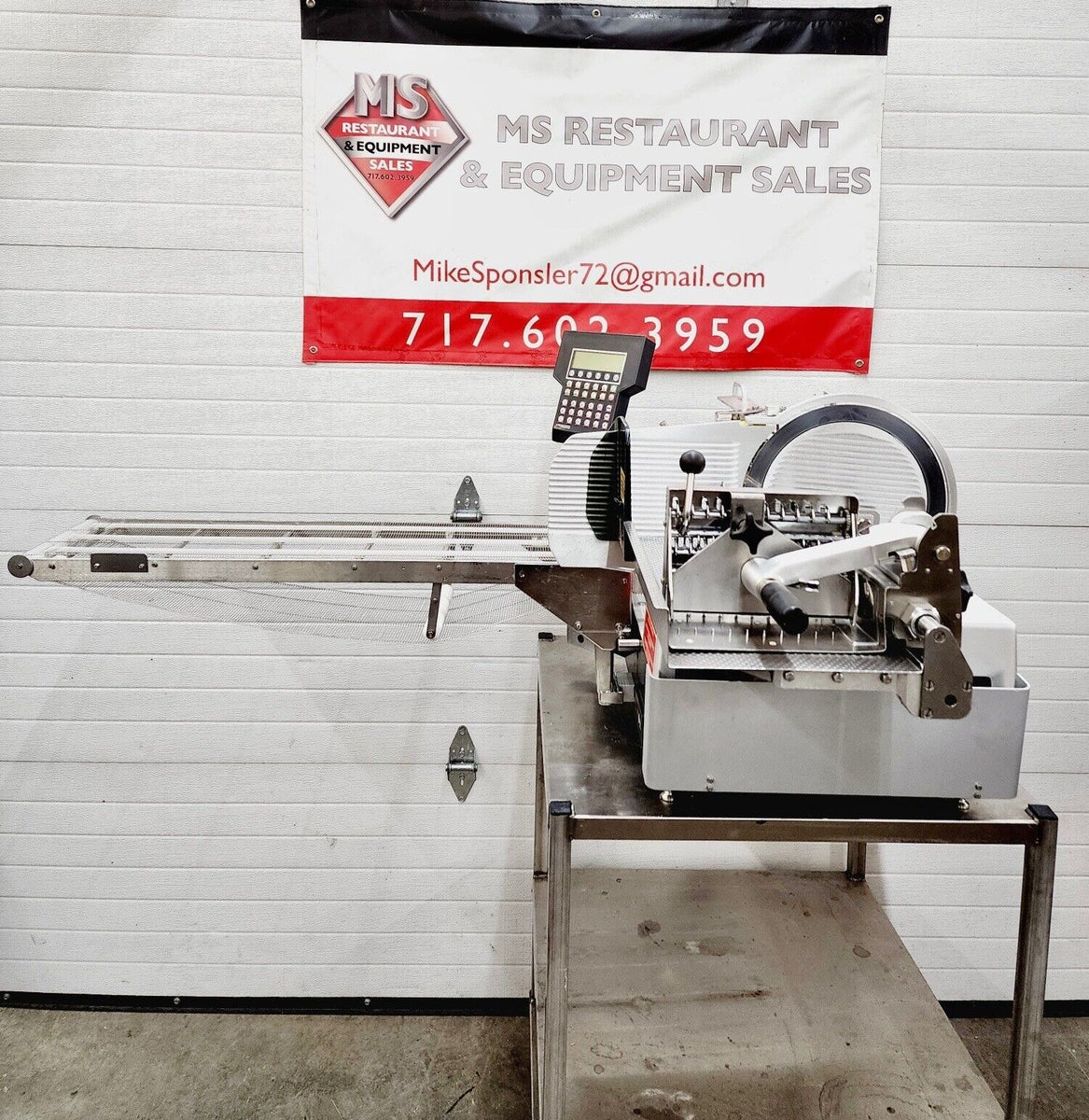 Bizerba A 404 FB Fully Automatic Slicer Stacker Bacon Meat w/ Conveyor ...